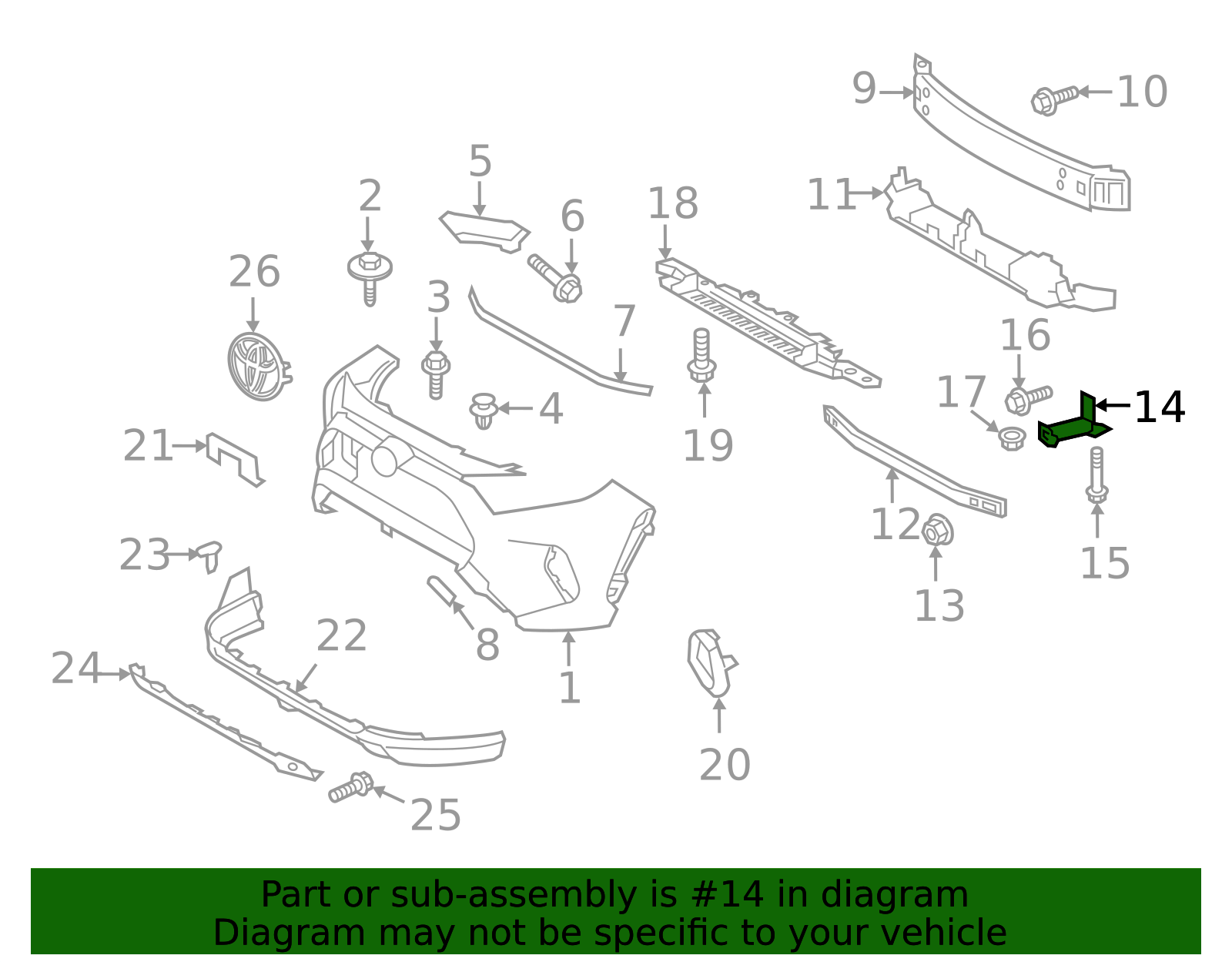 2019-2025 Toyota RAV4 Bumper Impact Bar Bracket (Left, Front) 52103 ...