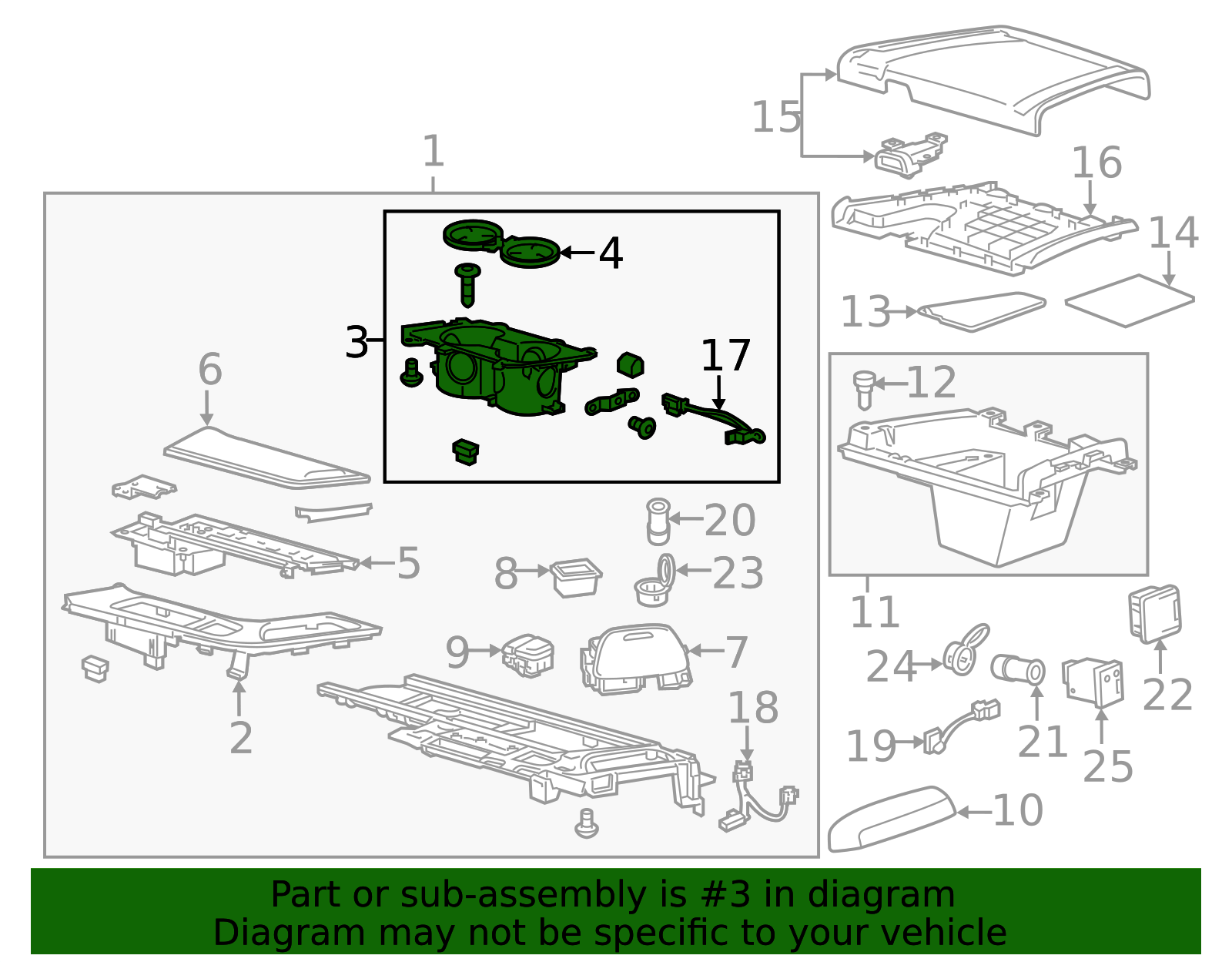 2014-2019 Cadillac Front Floor Console Cup Holder 23156256 GM ...