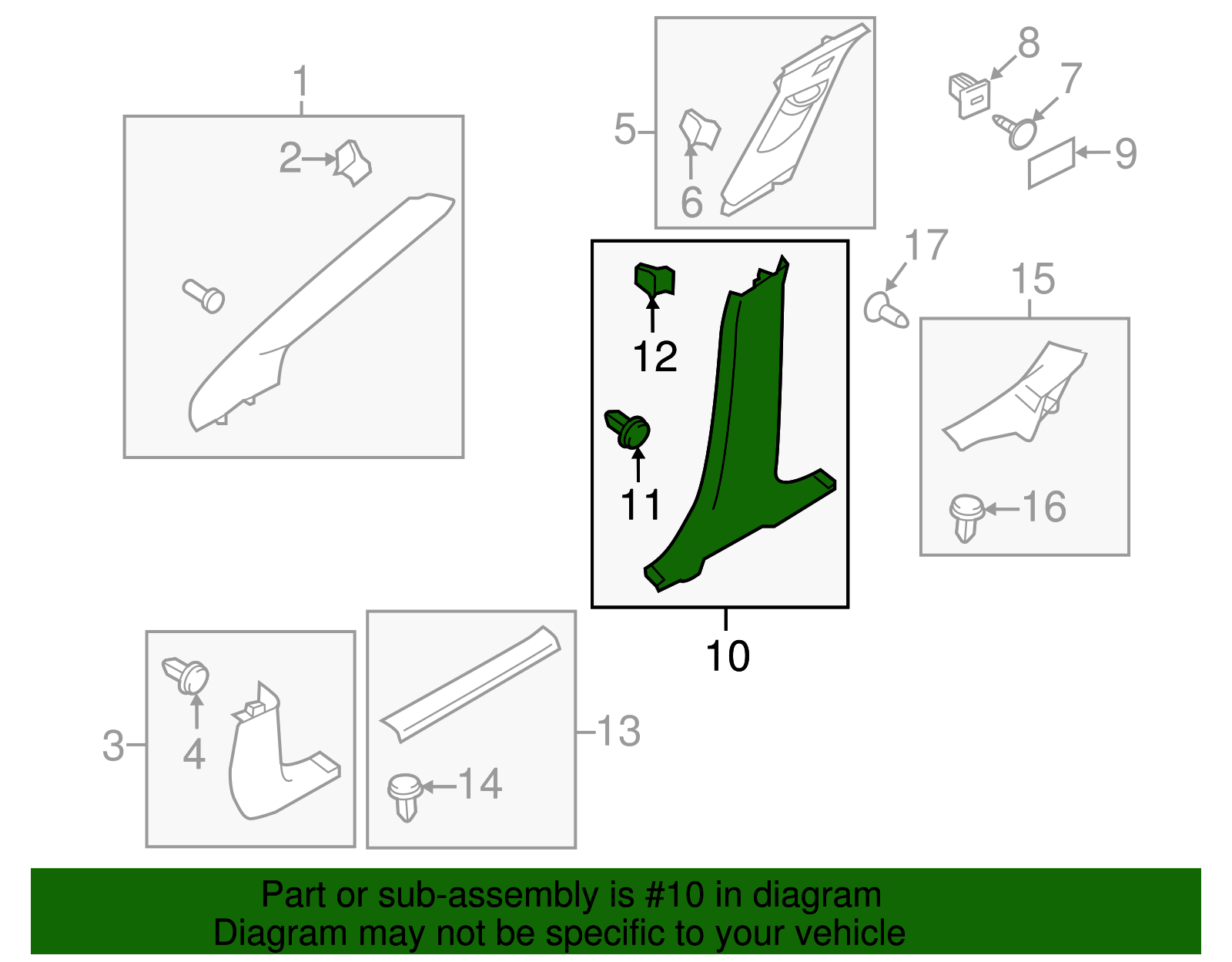 2012-2018 Ford Focus Lower Center Pillar Trim CV6Z-5424347-BA | Ford ...