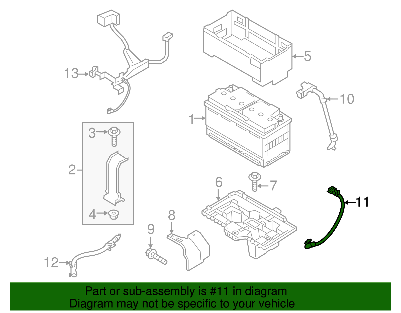91850-A9612 - Battery Cable 2015-2016 Kia Sedona | Kia.Parts Store