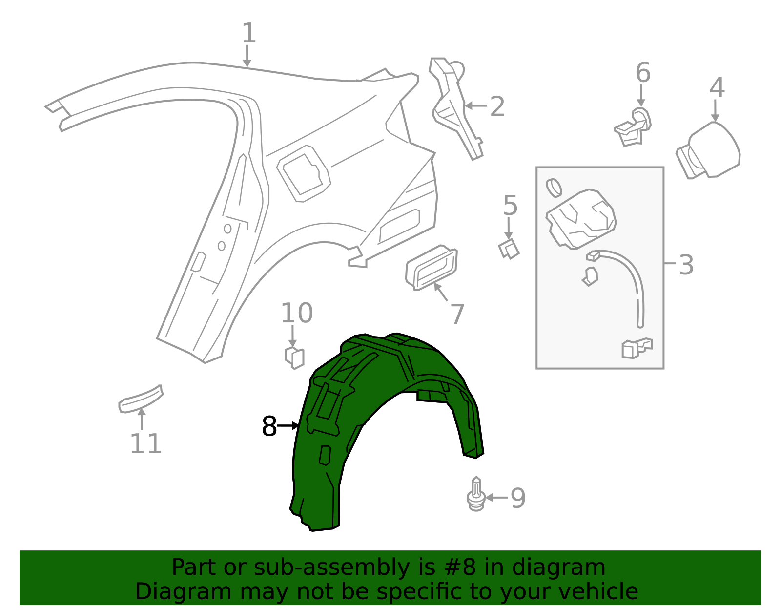 74590-T2F-A01 - 2016-2017 Honda Accord - Fender Assembly L Rear (Inner ...