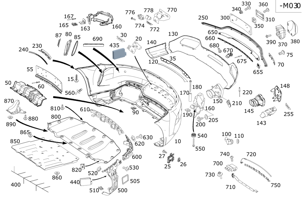 2016-2021 Mercedes-Benz Trim, Bumper 190-885-08-38 | MB OEM Parts