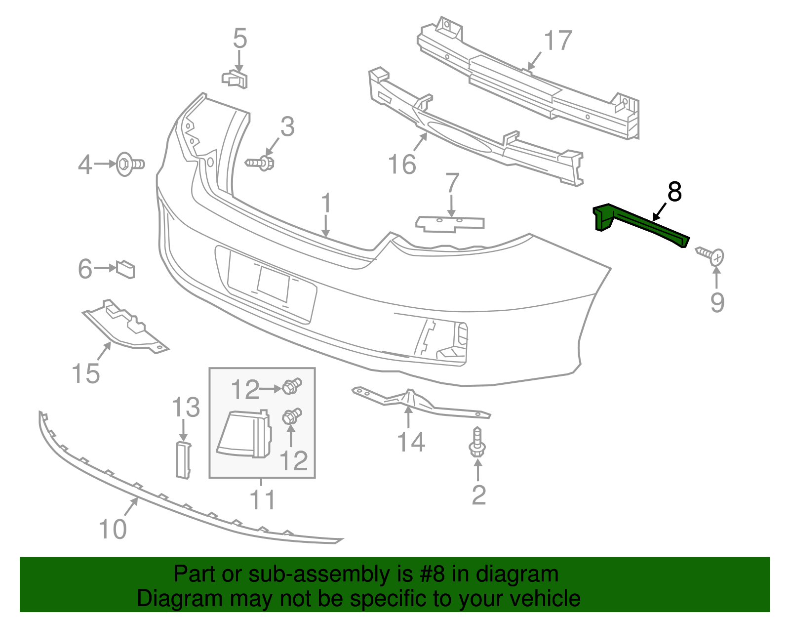 71598-T3L-A01 - 2013-2017 Honda Accord - Spacer L Rear Bumper Side ...