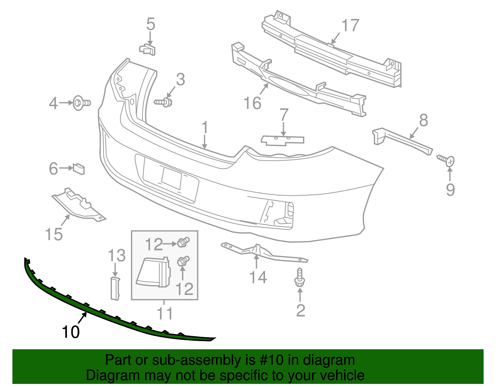 71503-T3L-A01 - Molding Rear Bumper - 2013-2015 Honda Accord | Genuine ...