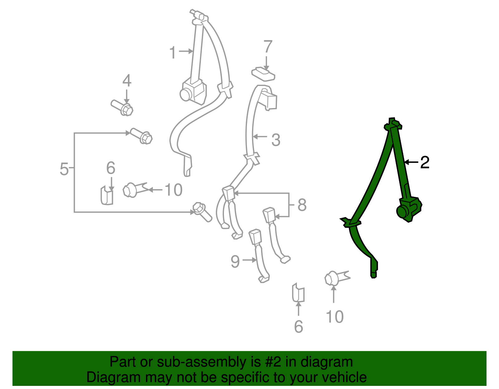 Genuine Toyota Lap & Shoulder Belt part# 73370-35271-C2 for 2007-2010 ...