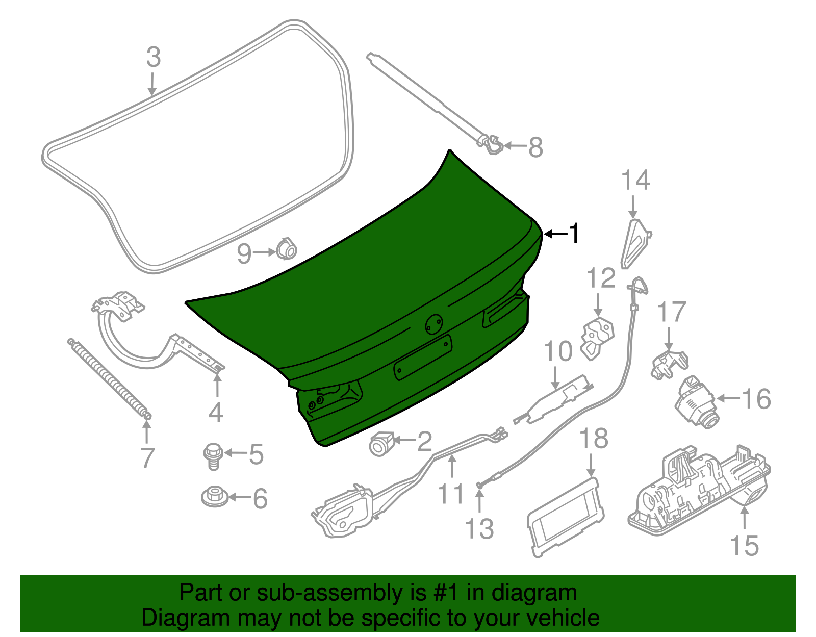 41007454262 - 2020 BMW Trunk Lid (41-00-7-454-262) | BMW of South ...