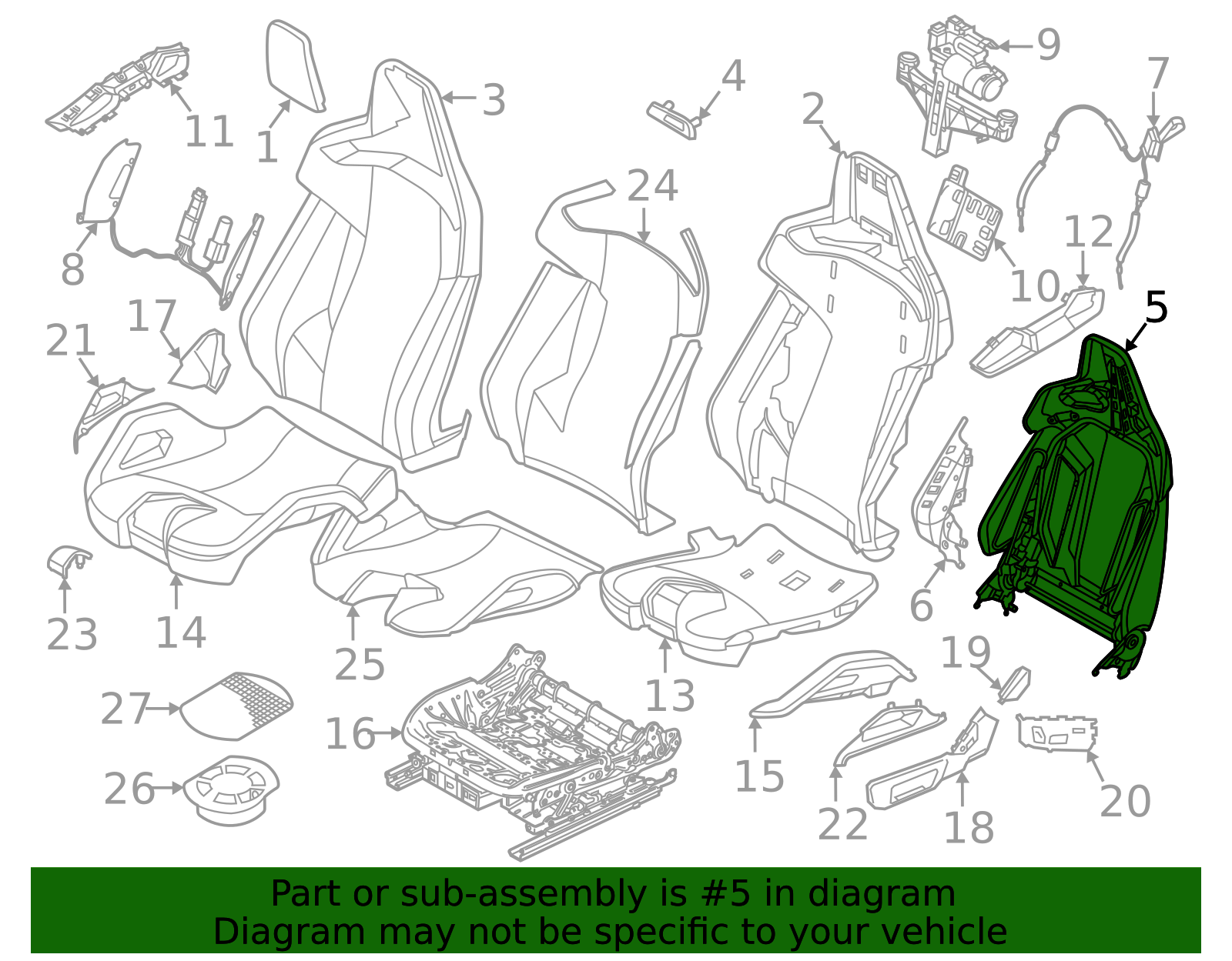 Genuine BMW 52-10-8-067-466 | Seat Back Frame | FREE Shipping on Most ...