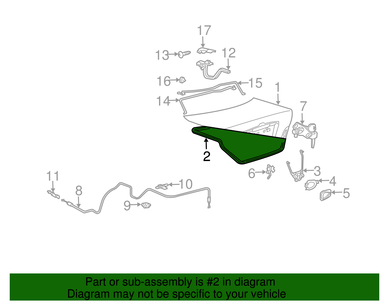 2000-2004 Toyota Avalon Weatherstrip 64461-AC020 | Toyota Parts Center