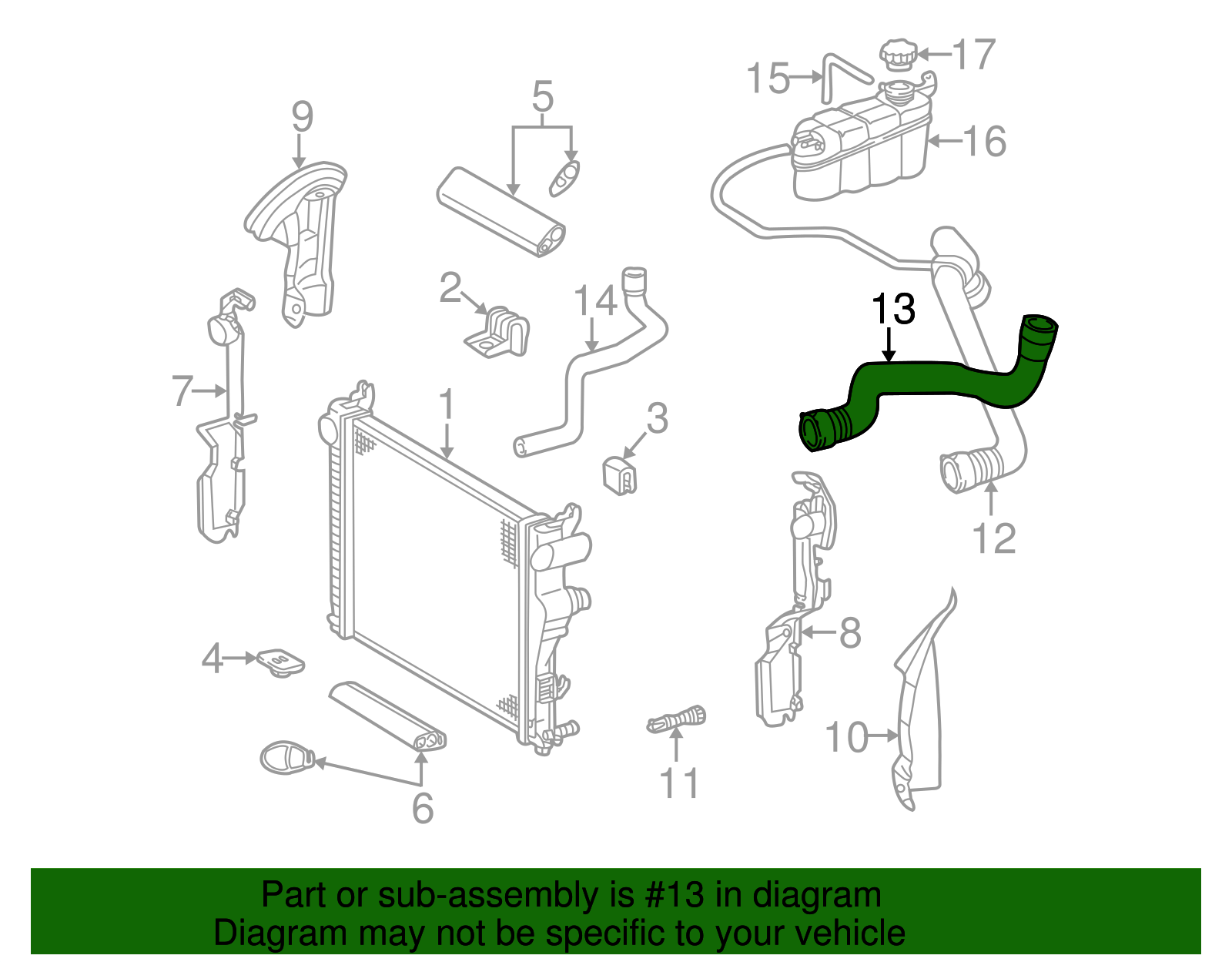 220-501-45-82 - Radiator Coolant Hose 2003-2006 Mercedes-Benz ...