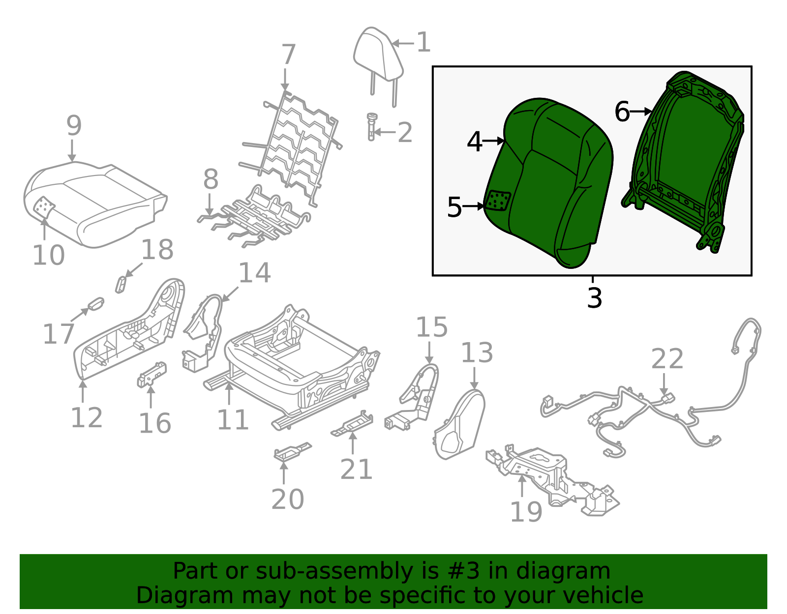 2021-2022 Nissan Rogue Seat Back Assembly 87600-6RA3B | Team Nissan Inc.