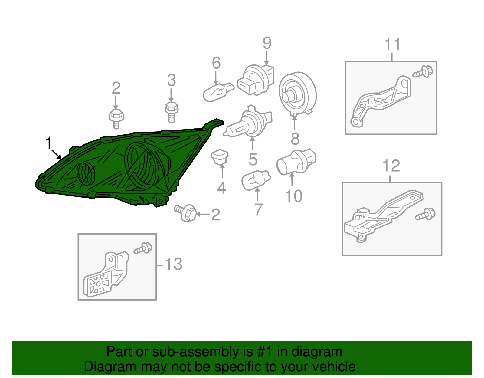 OEM 2007-2011 Honda CR-V Composite Headlamp 33151-SWA-A01 | Honda ...