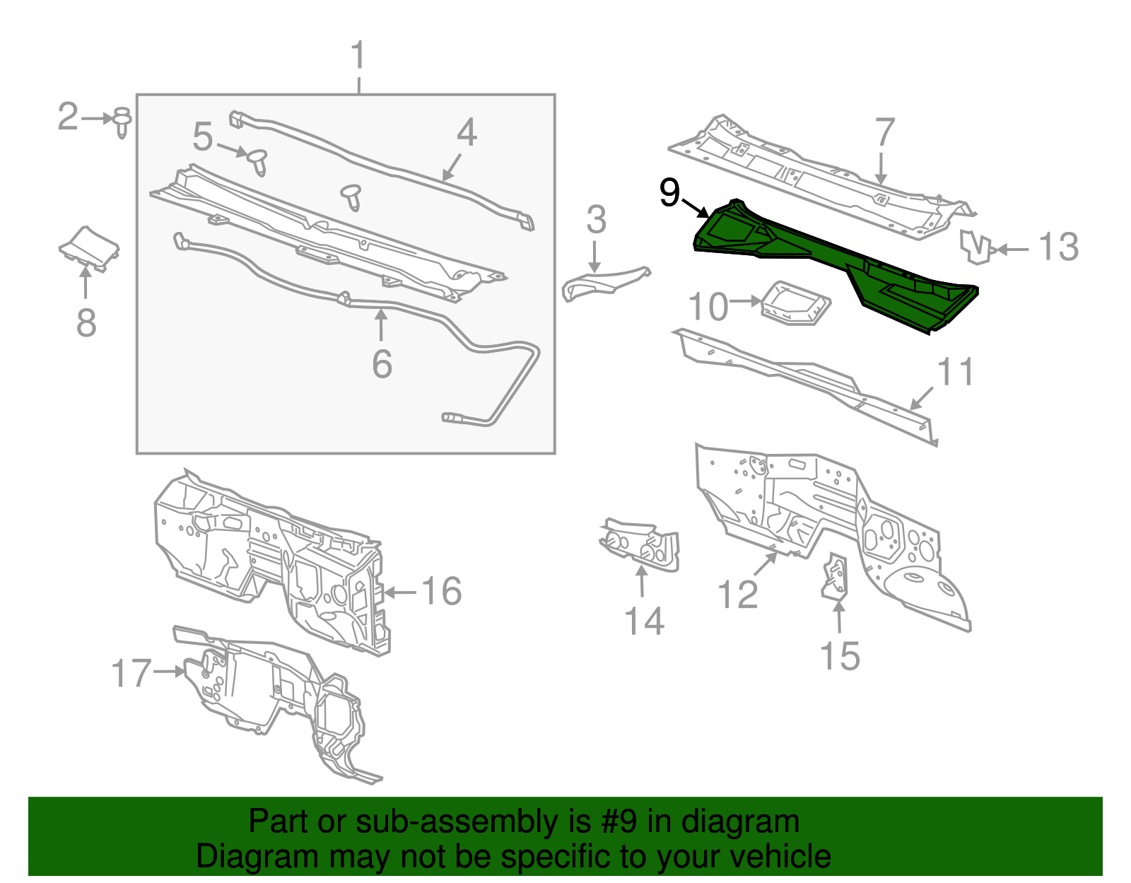 2015-2019 GM Plenum Lower Panel 23322665 | NewGMParts.com