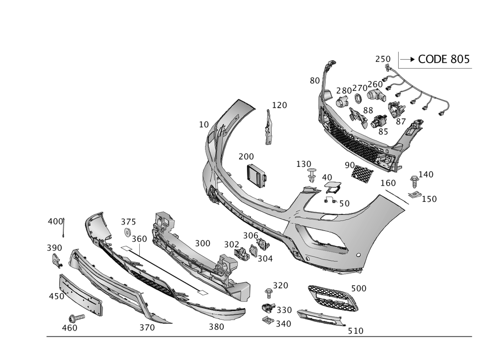 292-885-58-22 - Cover, Bumper Area For 2006-2019 Mercedes-Benz ...