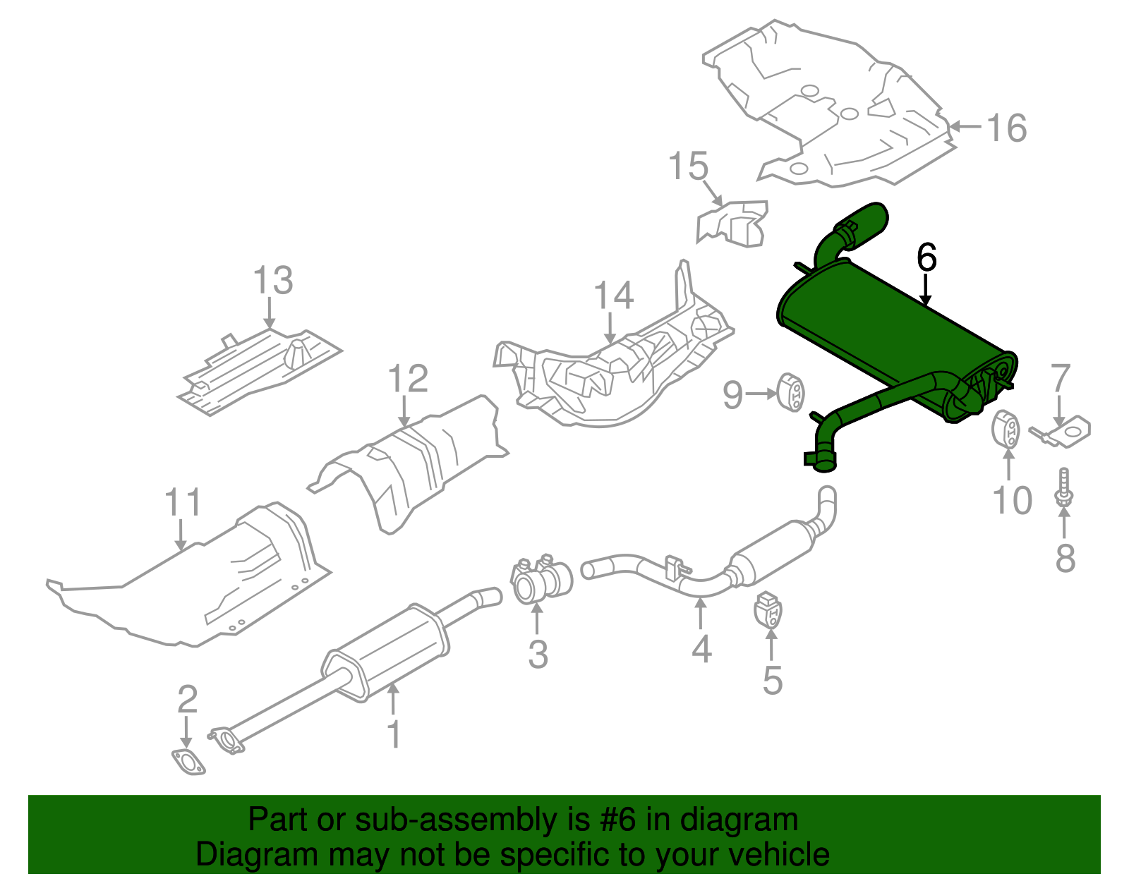 2012-2018 Ford Focus | Rear Muffler | CV6Z-5A289-B | Walls' Ford Parts
