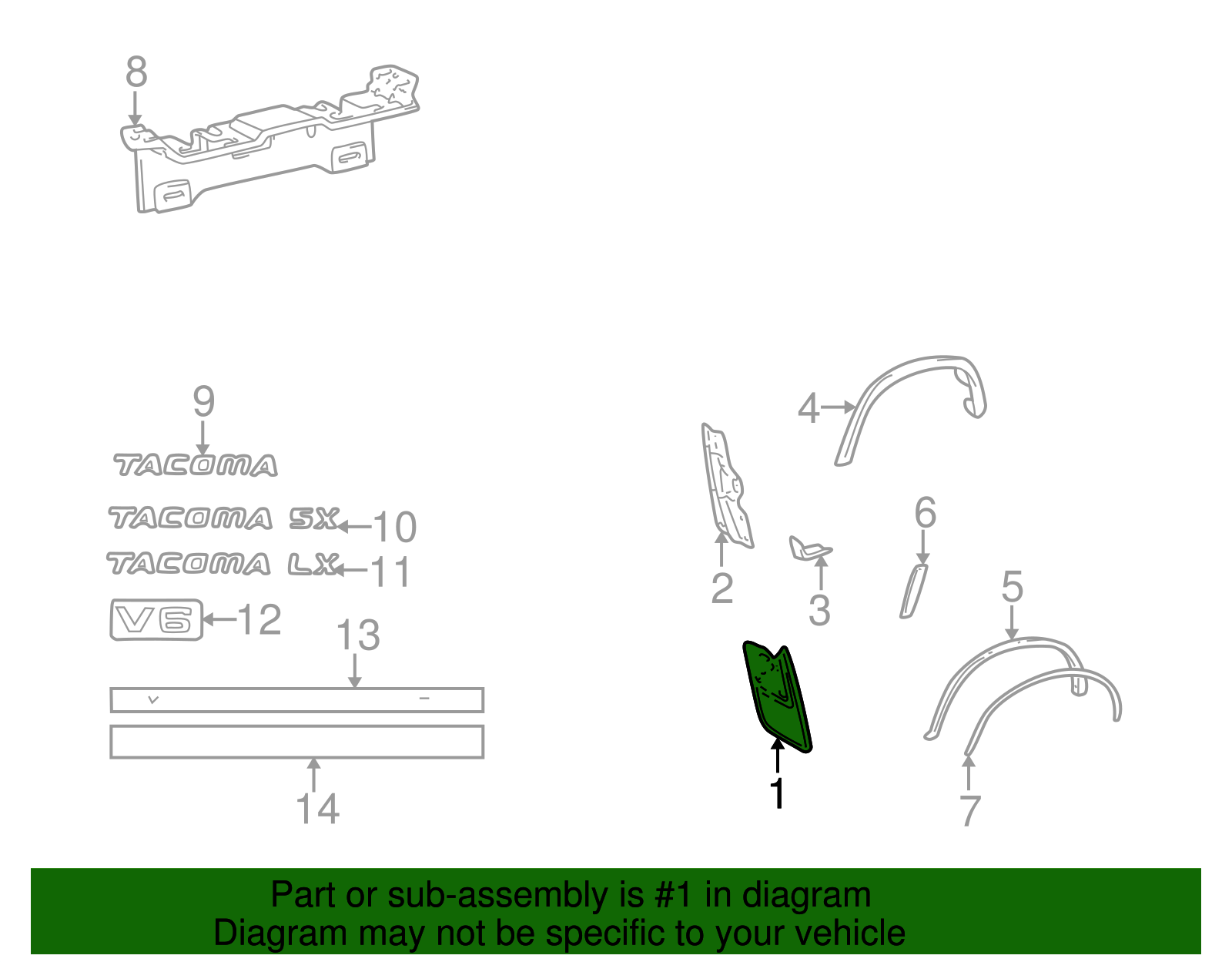 1995-2004 Toyota Tacoma Mud Guard 76625-04050 | Toyota Parts Center