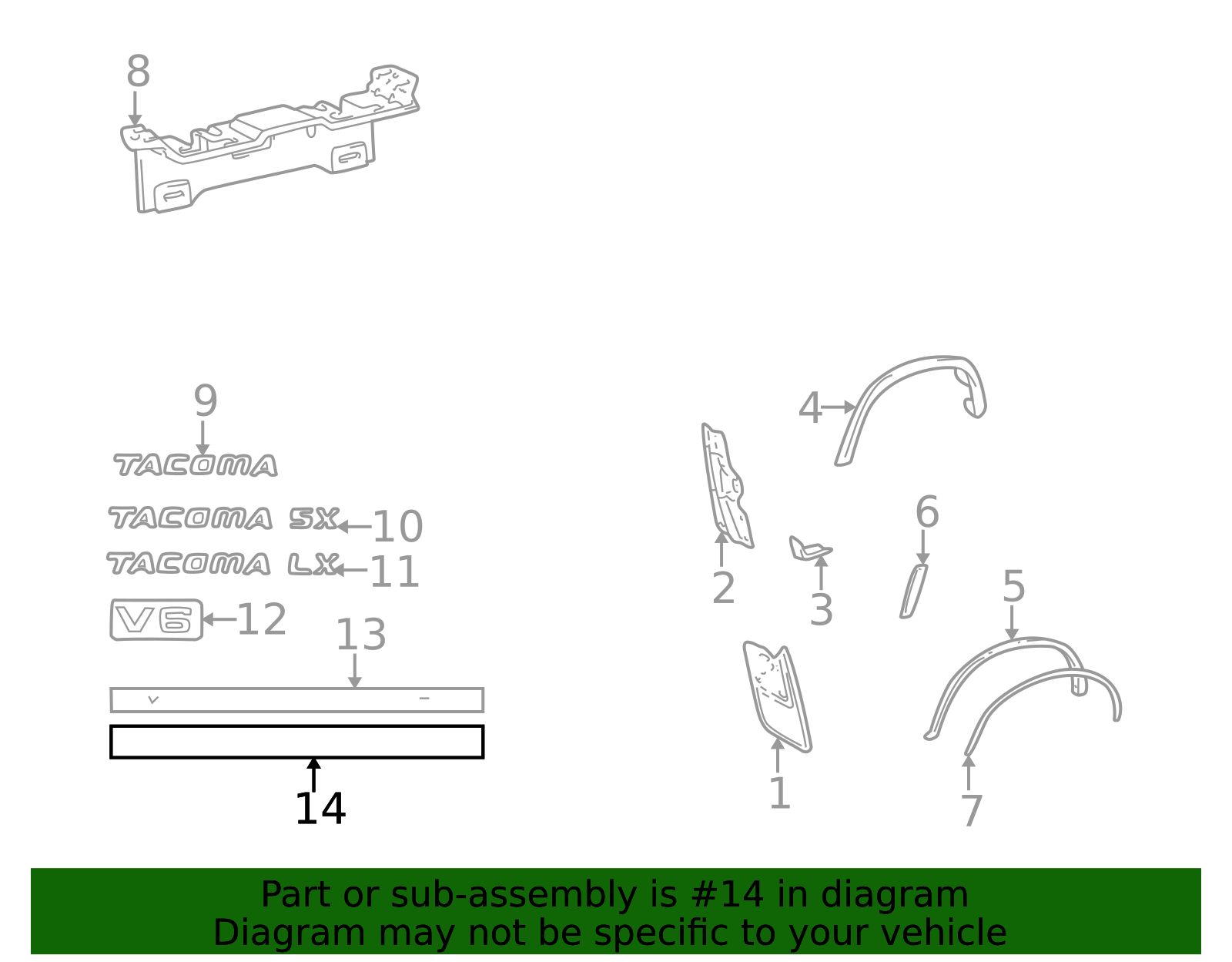 1995-2004 Toyota Tacoma PreRunner SR5 Badge. Exterior Emblem. PT211 ...