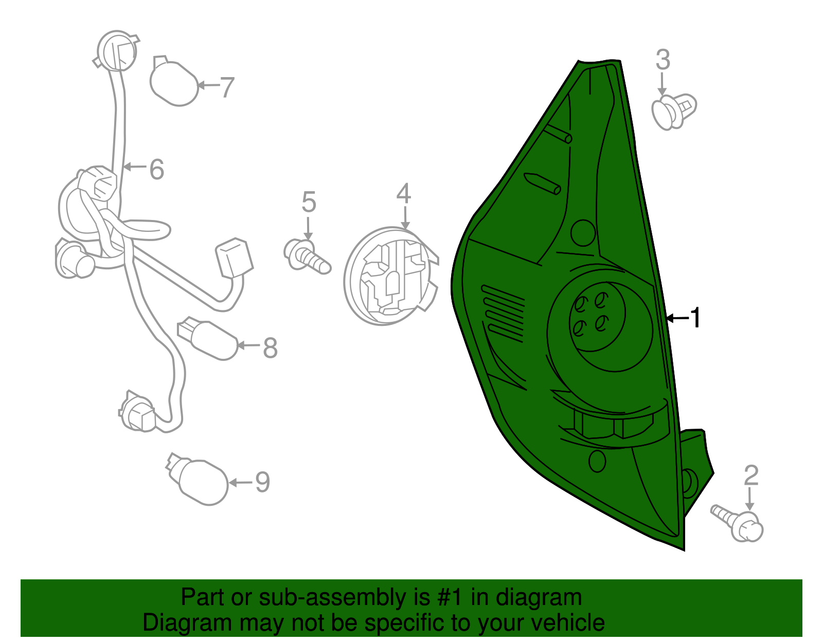 Genuine Toyota Tail Light (Right, Rear) part# 81551-52A95 for 2012-2015 ...