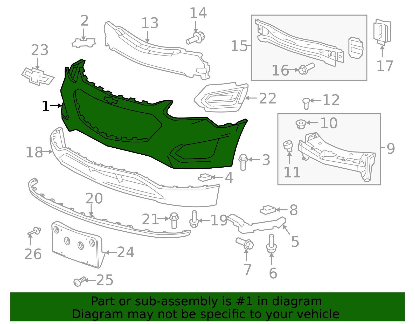 2016-2017 Chevrolet Equinox Front Upper Bumper Cover 23413530 | QuirkParts