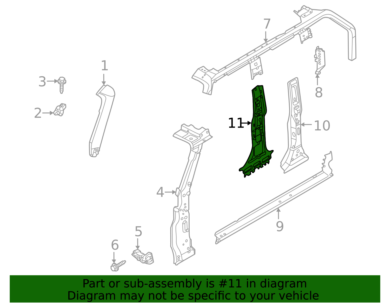 2021-2025 Ford Bronco | Body B-Pillar | M2DZ-7824383-B | Walls' Ford Parts