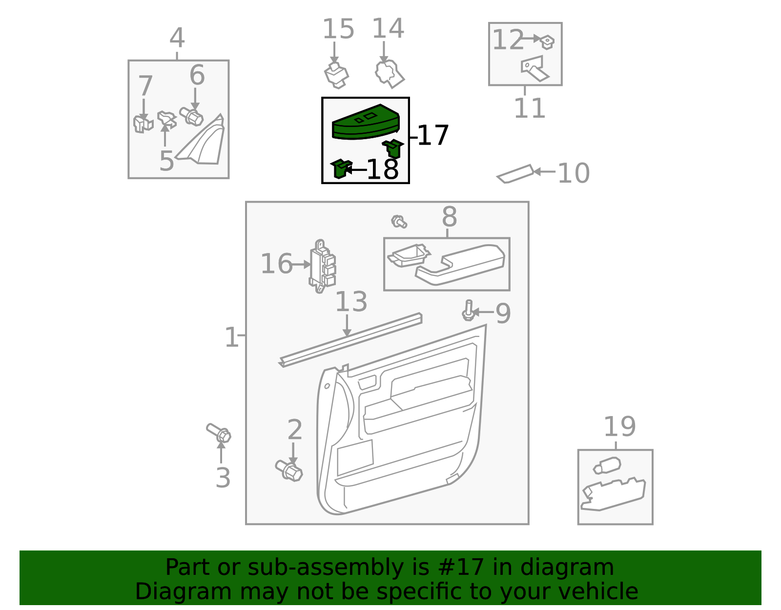 Genuine Official Toyota Door Window Switch Bezel (Left, Front, Upper ...