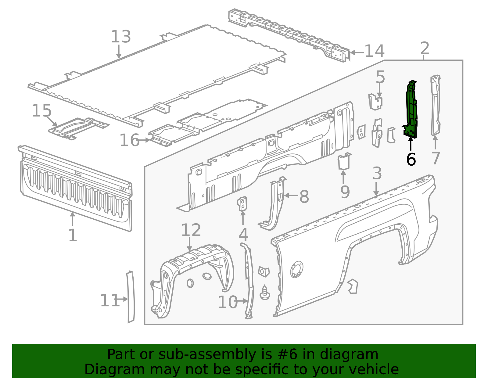 2014-2019 GM Passenger Side Pickup Box Side Panel Rear Outer Front ...