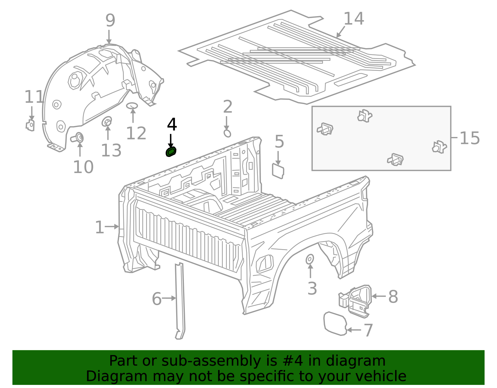 2014-2025 GM Cargo Carrier Pickup Box Side Rail Hole Plug 23115245 ...