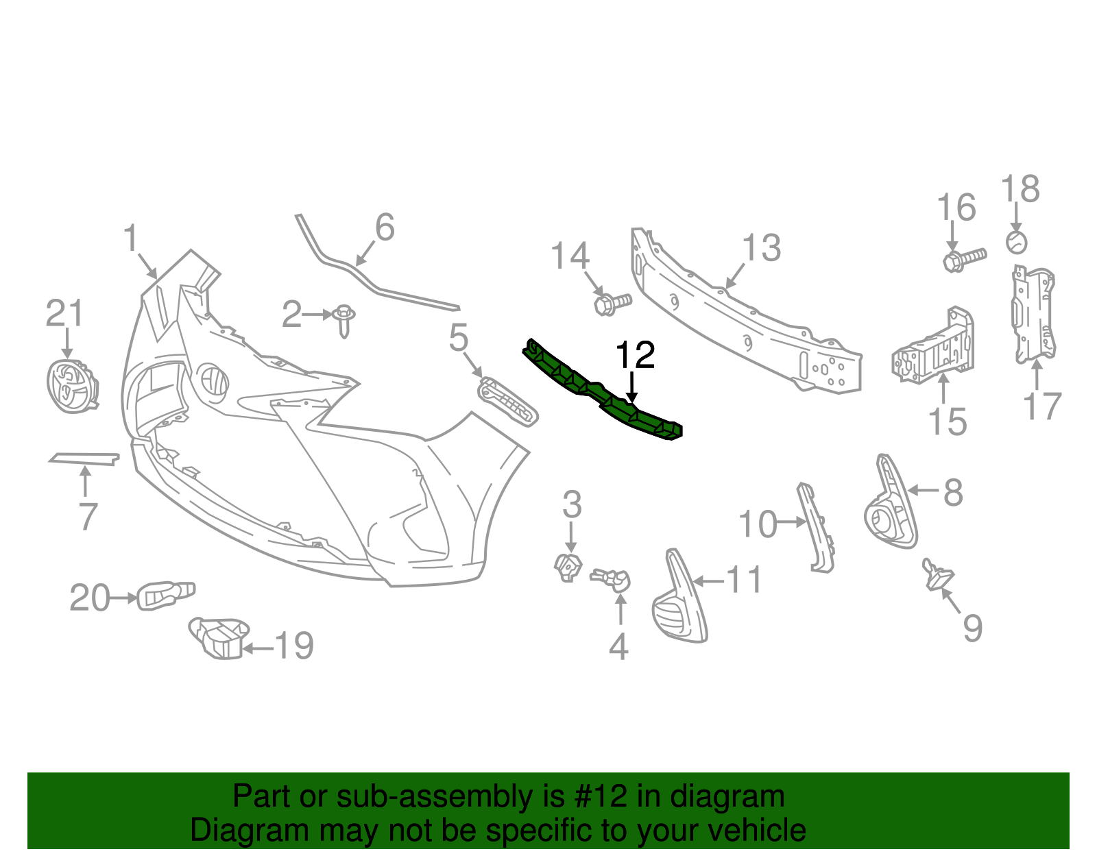 Genuine Toyota Reinforce Bar part# 52125-0D060 for 2018 Toyota Yaris ...