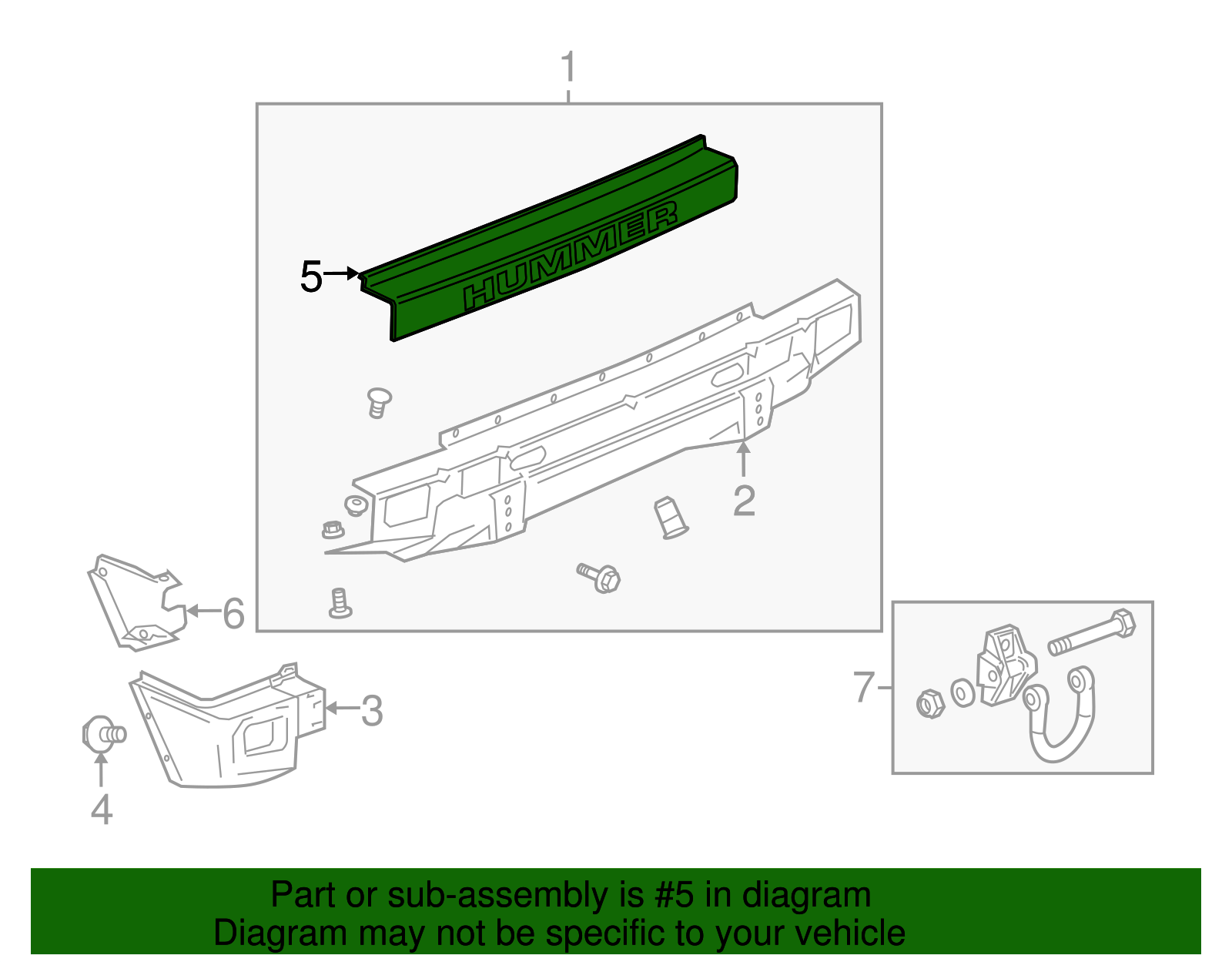 12335667 - 2003-2005 Hummer H2 - Rear Upper Bumper Cover | Partners Chevy