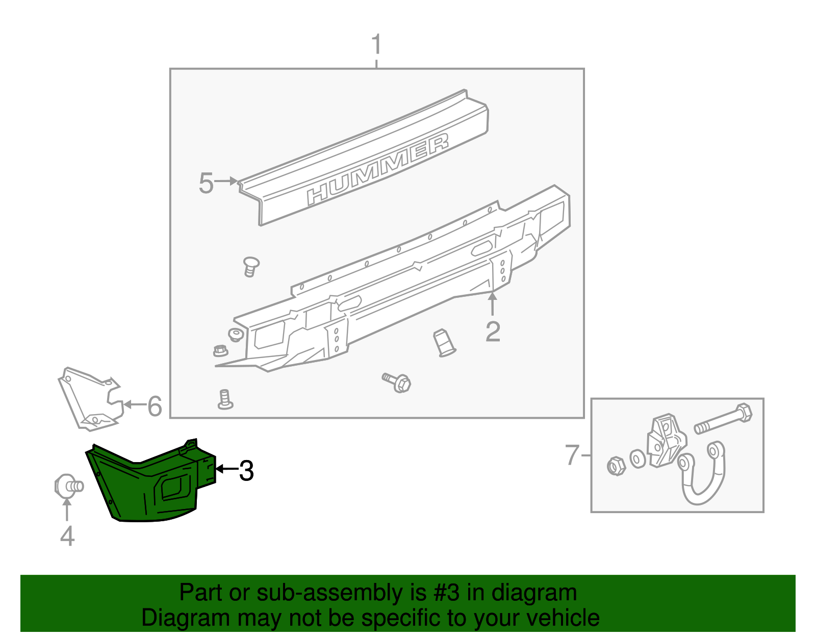 2003-2005 Hummer H2 Rear Driver Side Bumper Filler 12335665 GM ...