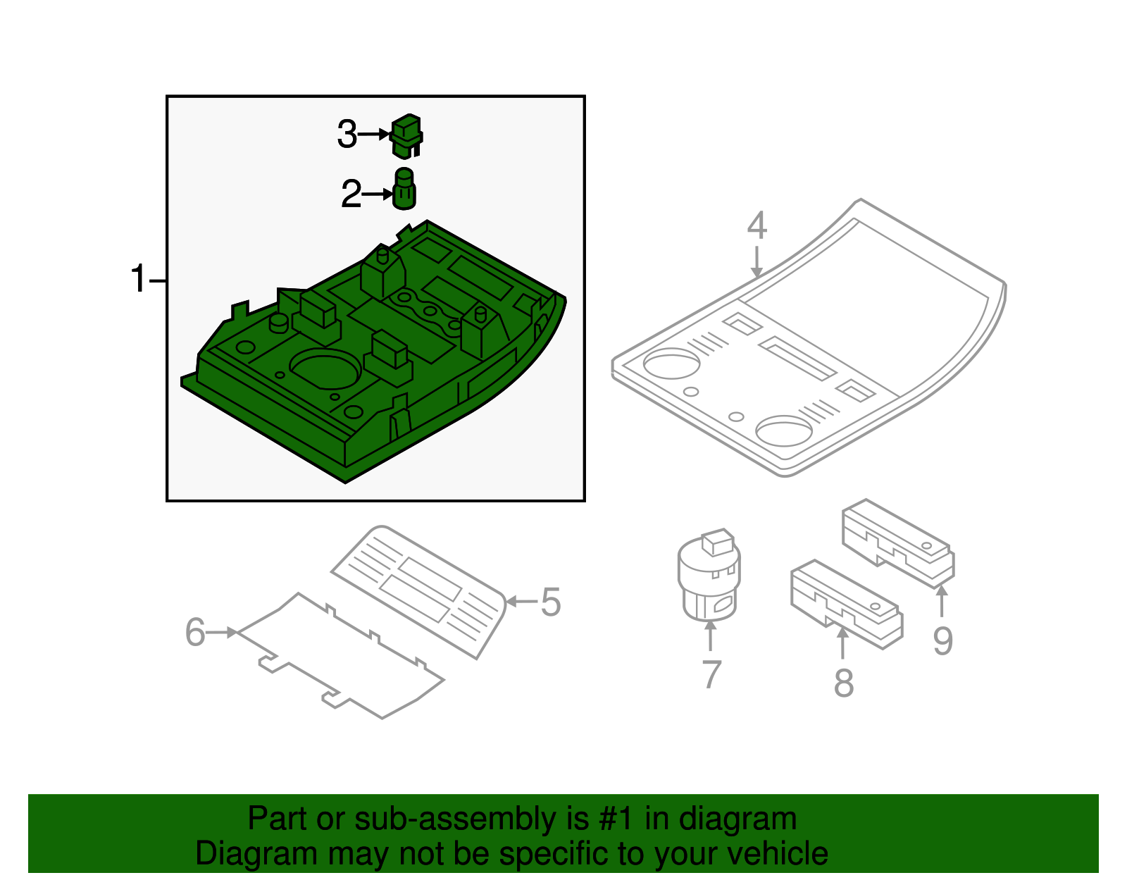 7P6-947-105-J-H67 - Overhead Console 2011-2014 Volkswagen Touareg ...