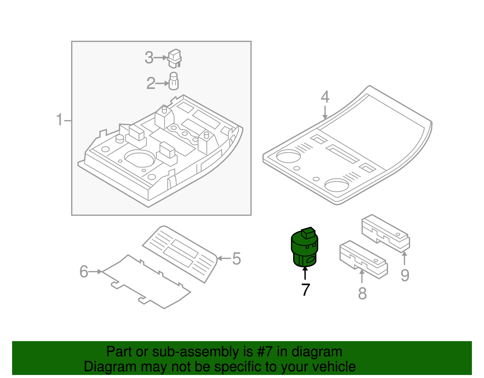 7P6-959-561-C-OPK - 2015-2017 Volkswagen Touareg - Sunroof Switch ...