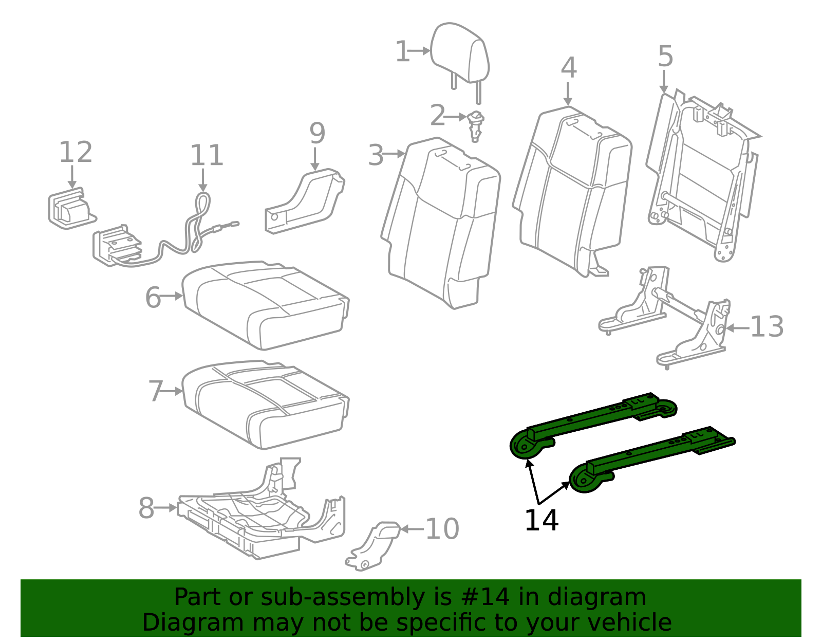 Toyota Seat Track Assembly - Smooth Positioning Rail - Part #79105 ...