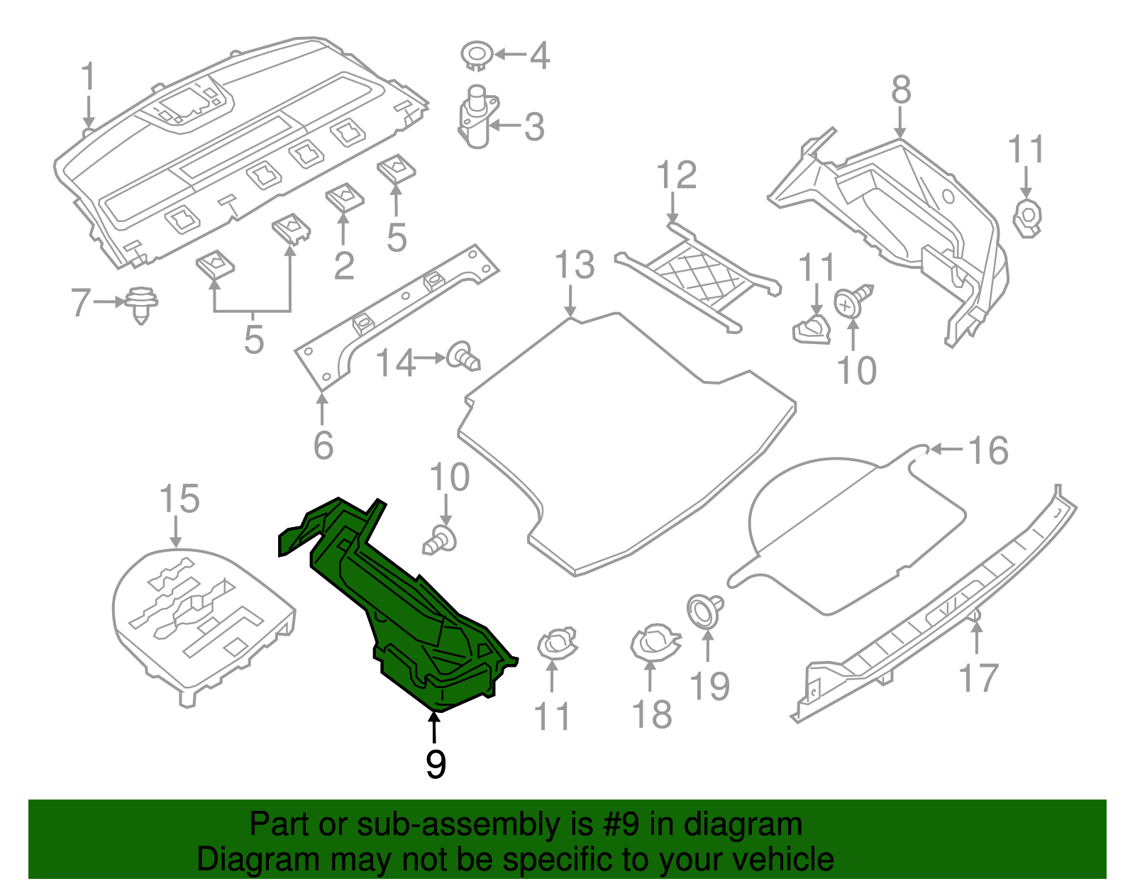 2013-2018 Nissan Altima Trunk Side Panel 84941-3TA4A | Nissan Parts Store