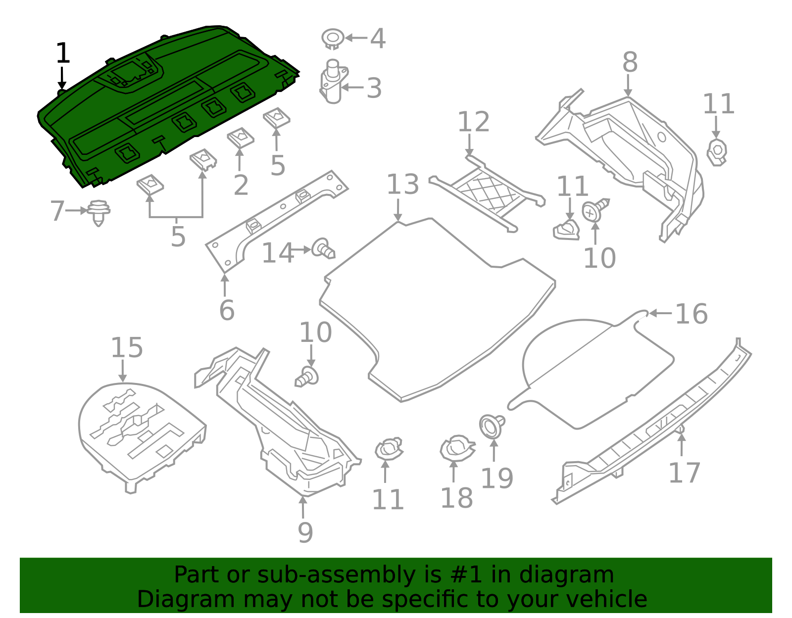 Nissan Package Tray Trim - Rear Interior Panel - Part #79910-9HM4B ...