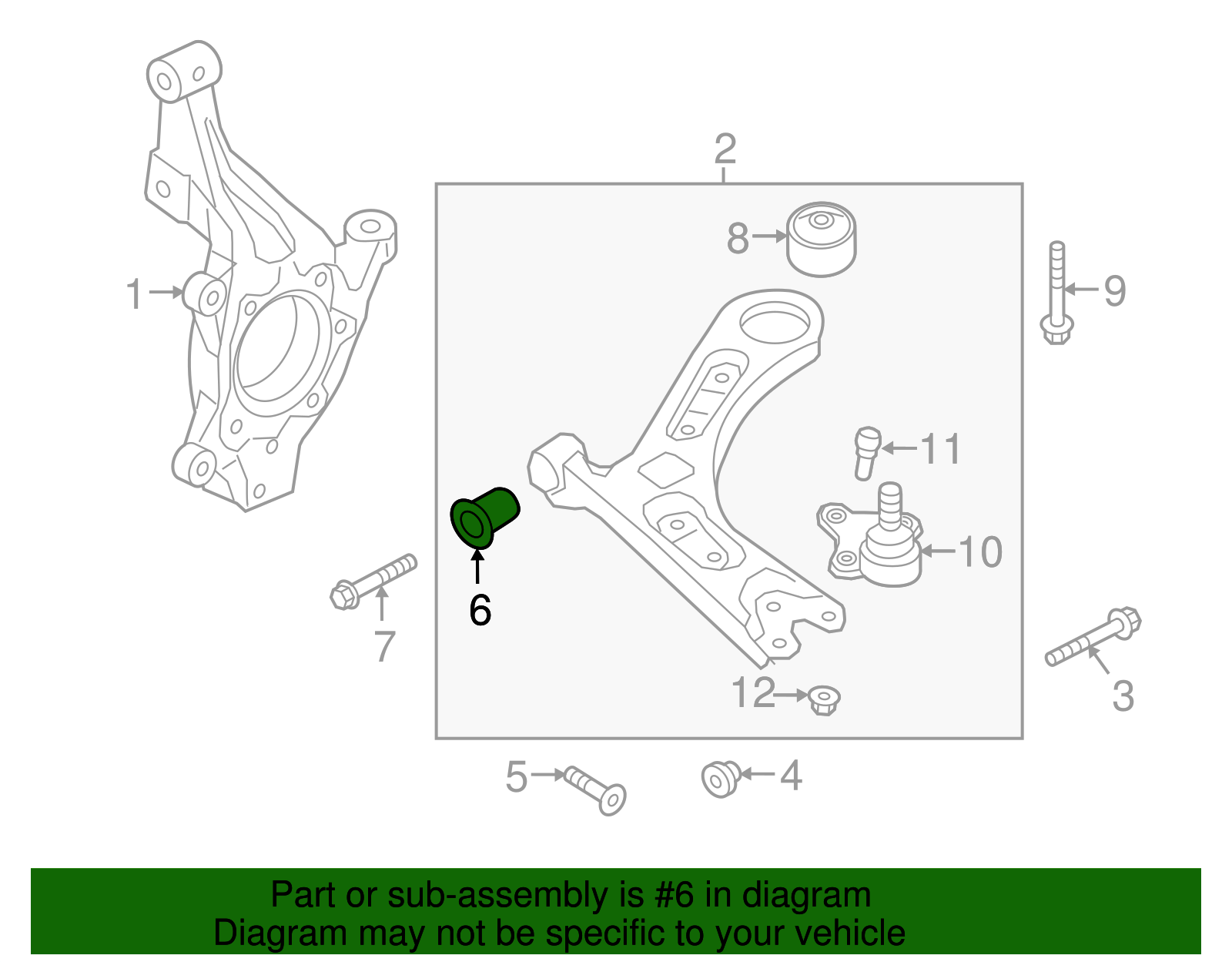 54551-C1000 - Lower Control Arm Front Bushing 2016-2020 Kia Optima ...
