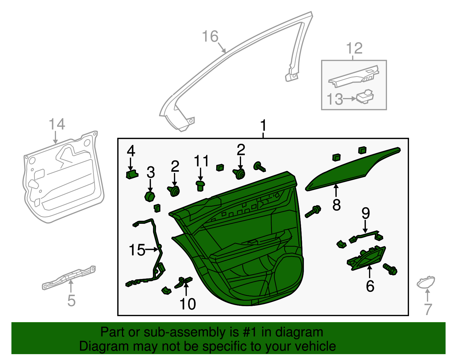2013 Cadillac ATS Caramel Tan Driver Side Front Door Trim 22960288 ...