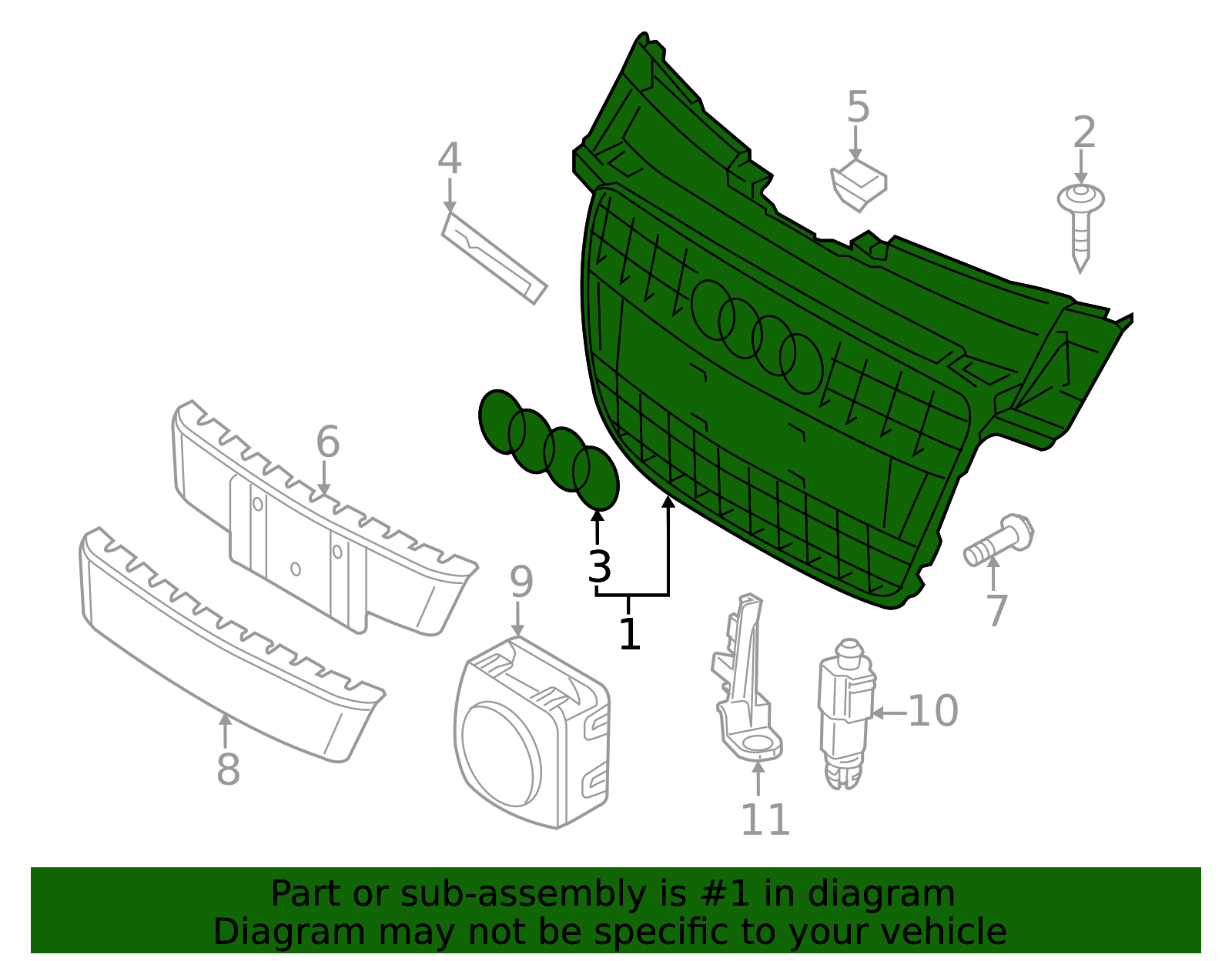 2010-2012 Audi Center Grille 8K0-853-651-VMZ | OEM Parts Online