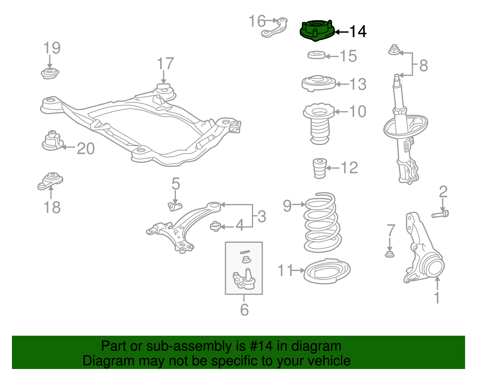 48609-33121 - Strut Mount - 1992-2004 Toyota | OEM Genuine Toyota Parts