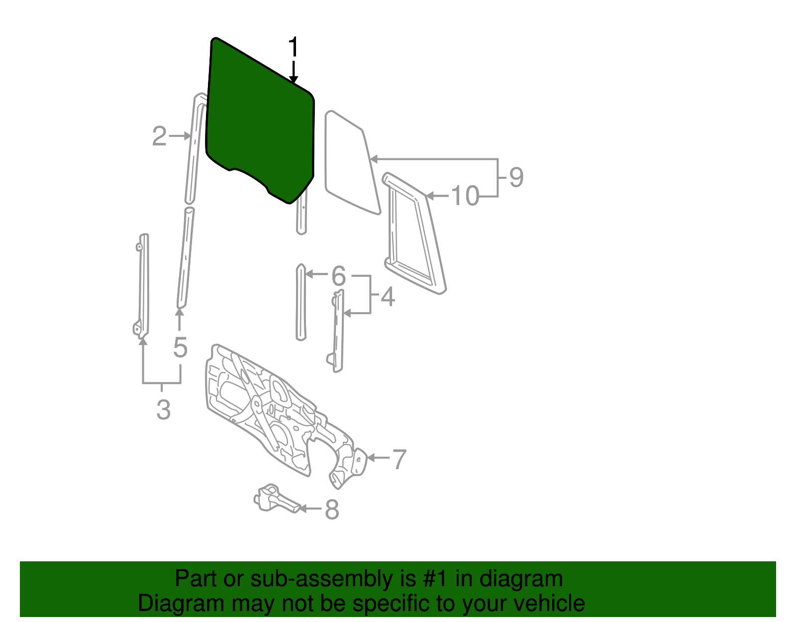 2001 Hyundai Santa Fe Movable Glass 83421-26000 | QuirkParts