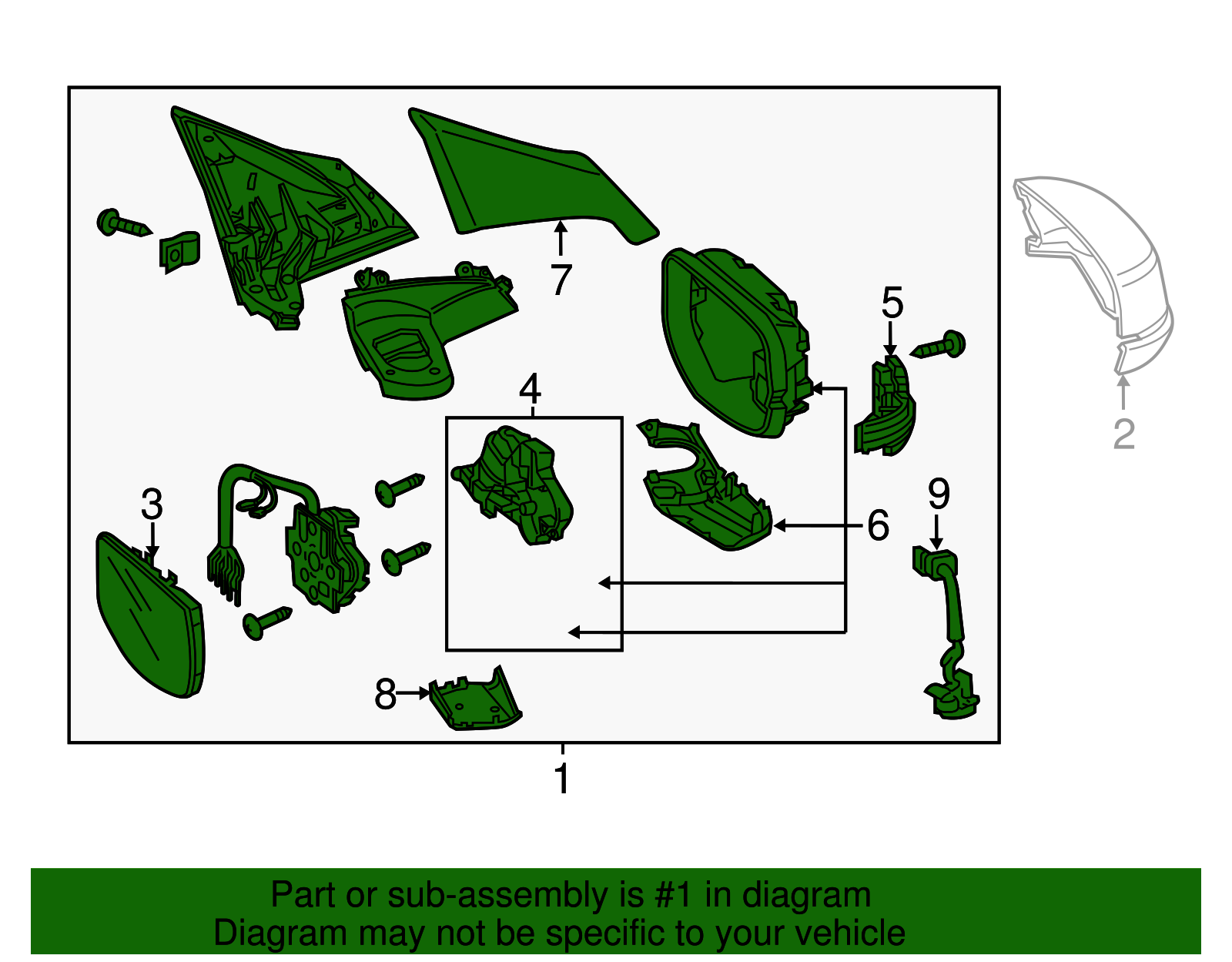 76208-TY3-C03ZK - 2018-2020 Acura RLX - Mirror Assembly, R Door (R1000 ...