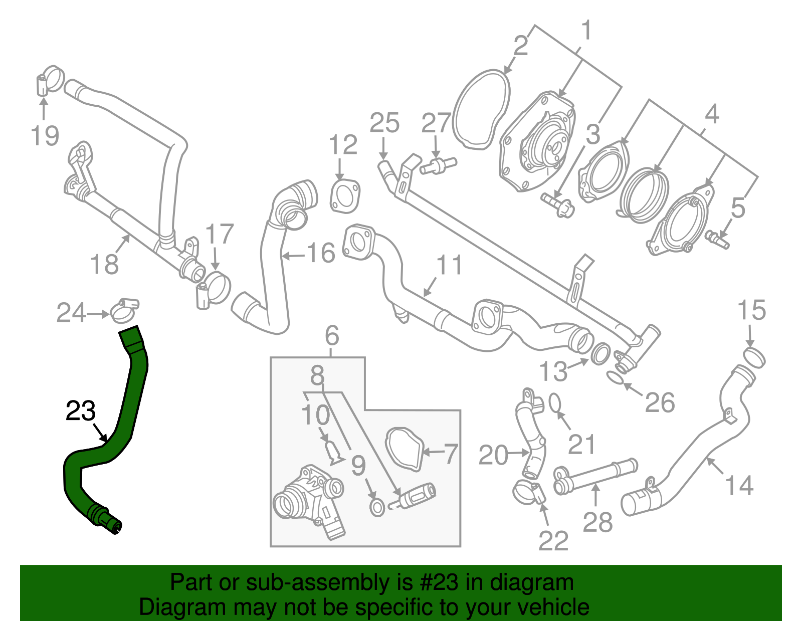 2007-2016 Volvo Engine Coolant Hose - Passenger Side (RH) 30774512 ...