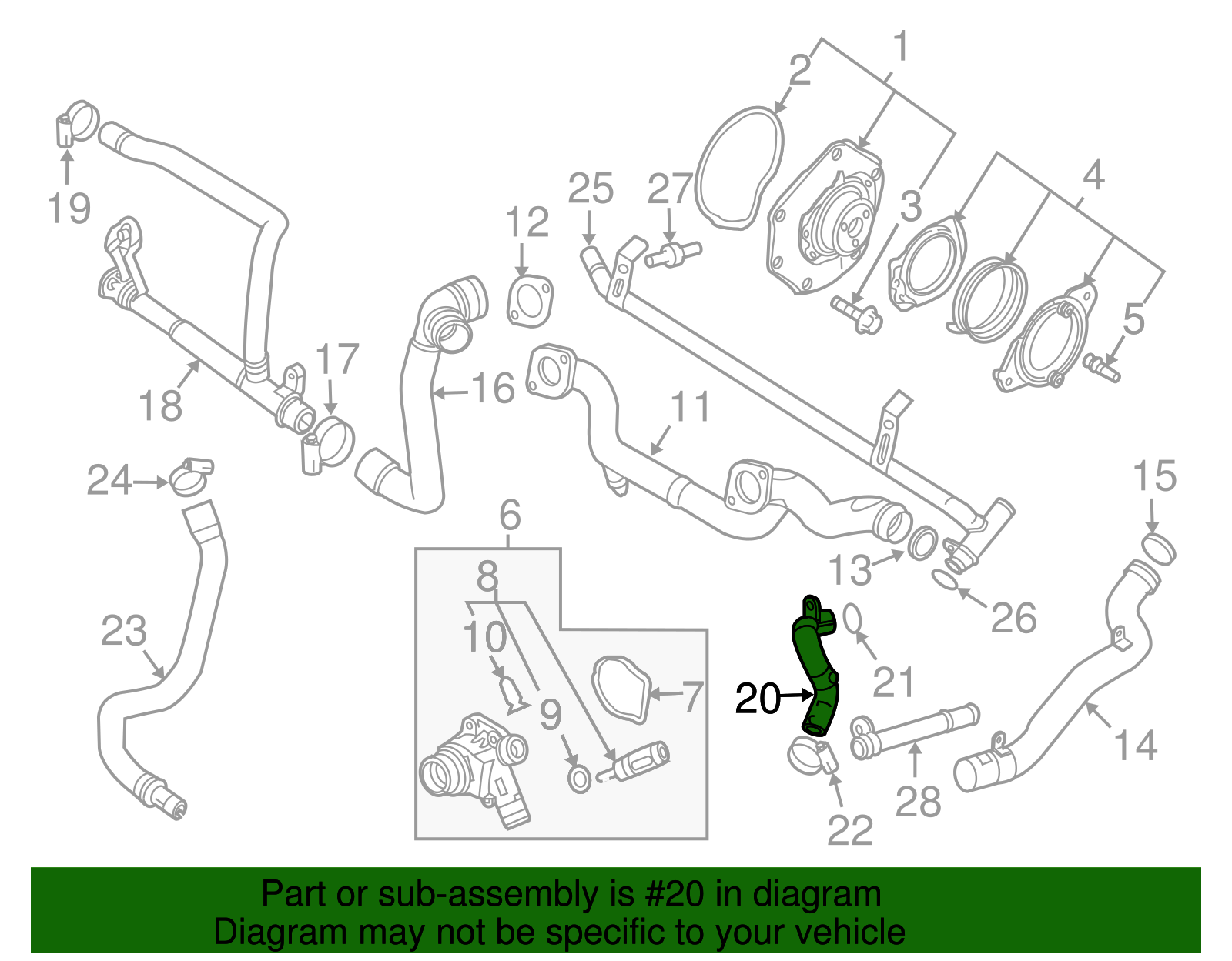 2007-2016 Volvo Engine Coolant Hose 30713530 | OEM Parts Online