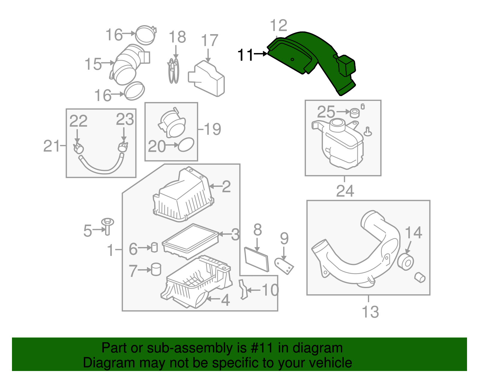 Hyundai - 28210-3L000 - Front Duct - 2007-2010 Hyundai Azera | OEM ...