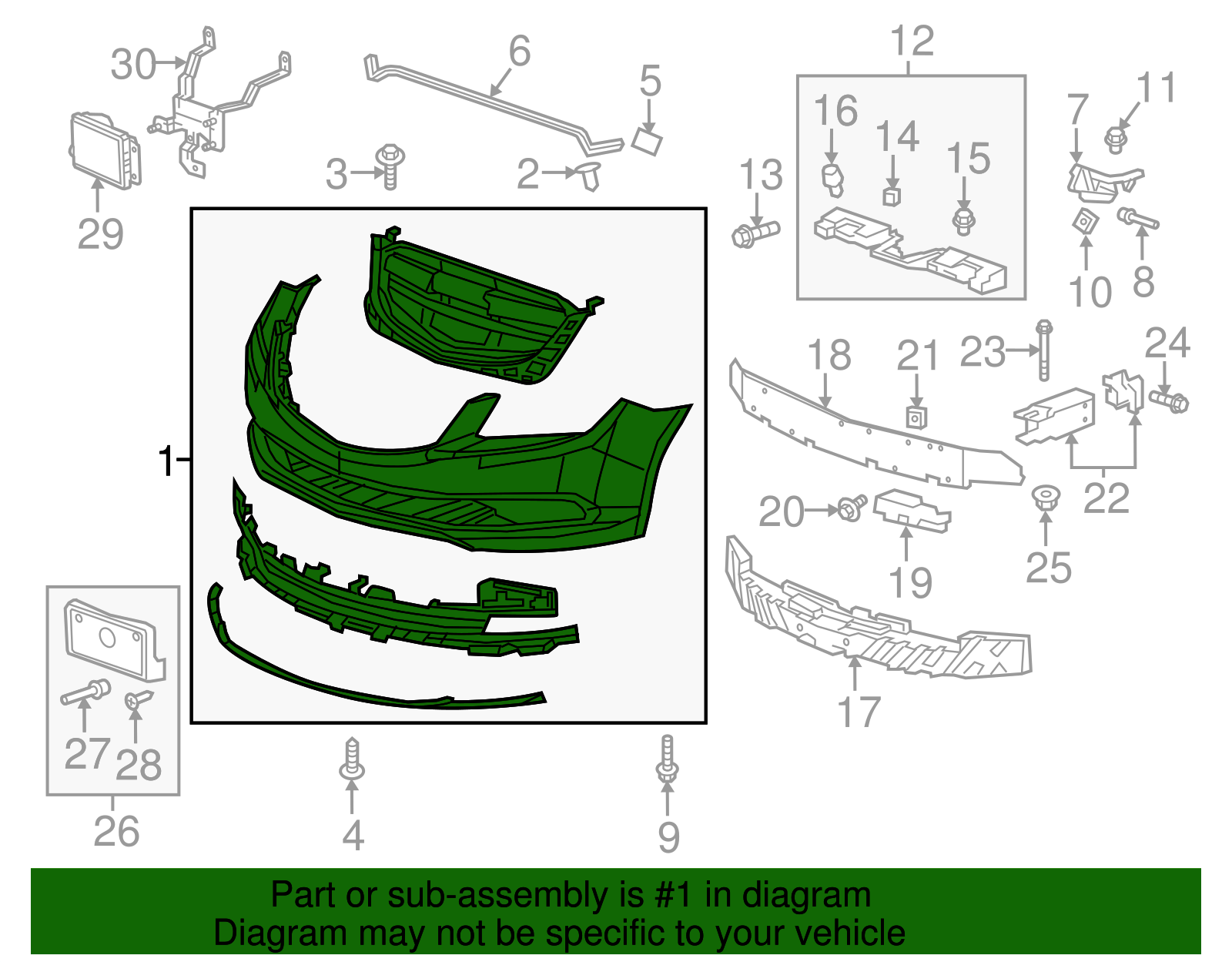 90904905 - GM Front Upper Bumper Cover 2014-2016 Buick LaCrosse ...