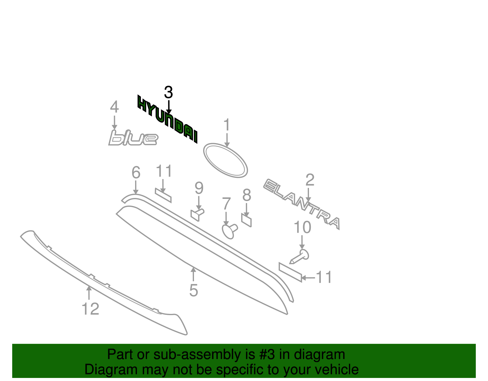 86321-2H000 - Nameplate - 2007-2010 Hyundai Elantra | World OEM Parts ...