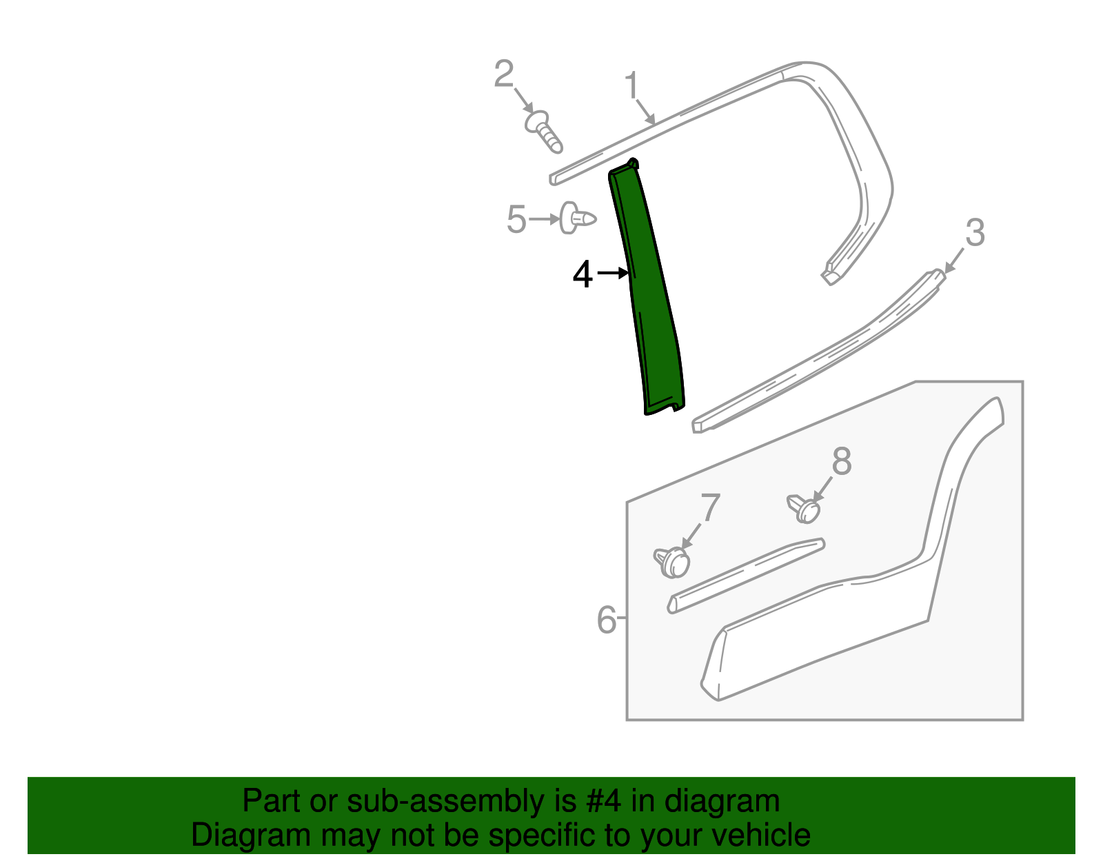2017-2023 GMC Acadia Rear Passenger Side Door Window Frame Front ...