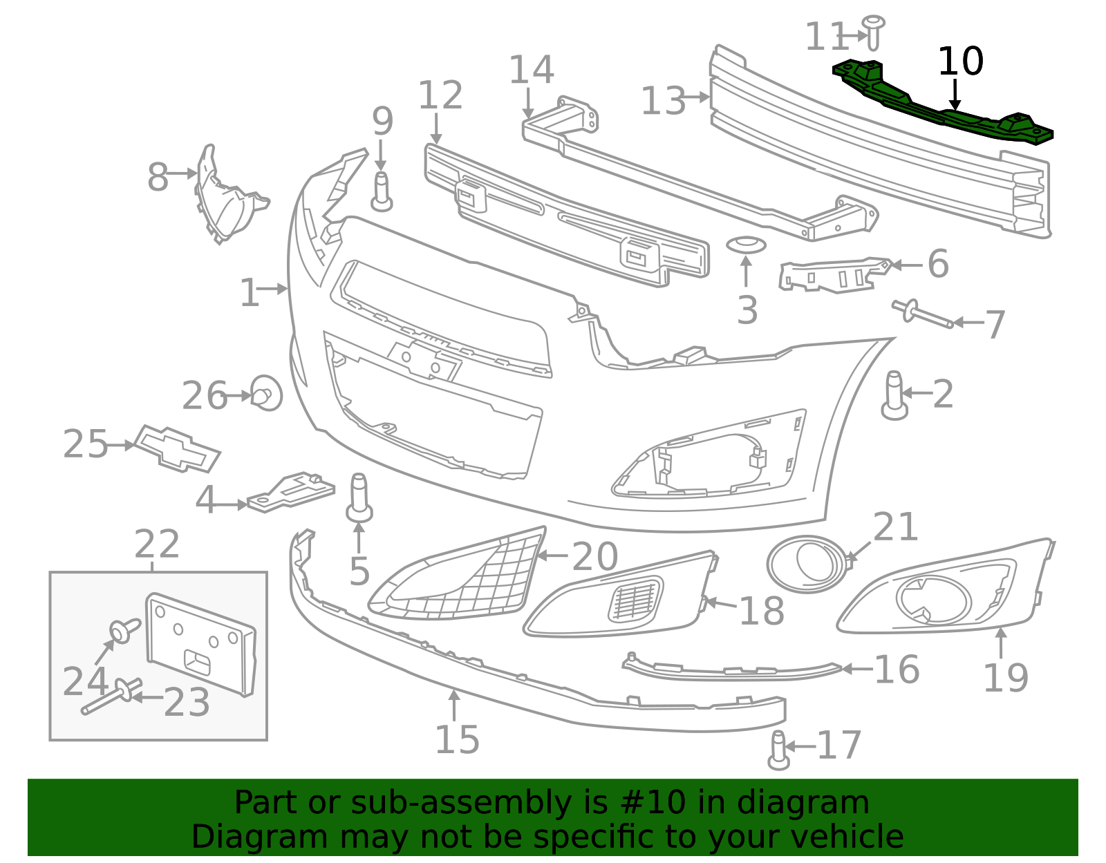 2012-2016 Chevrolet Sonic Front Grille Support Bracket 95026539 GM ...