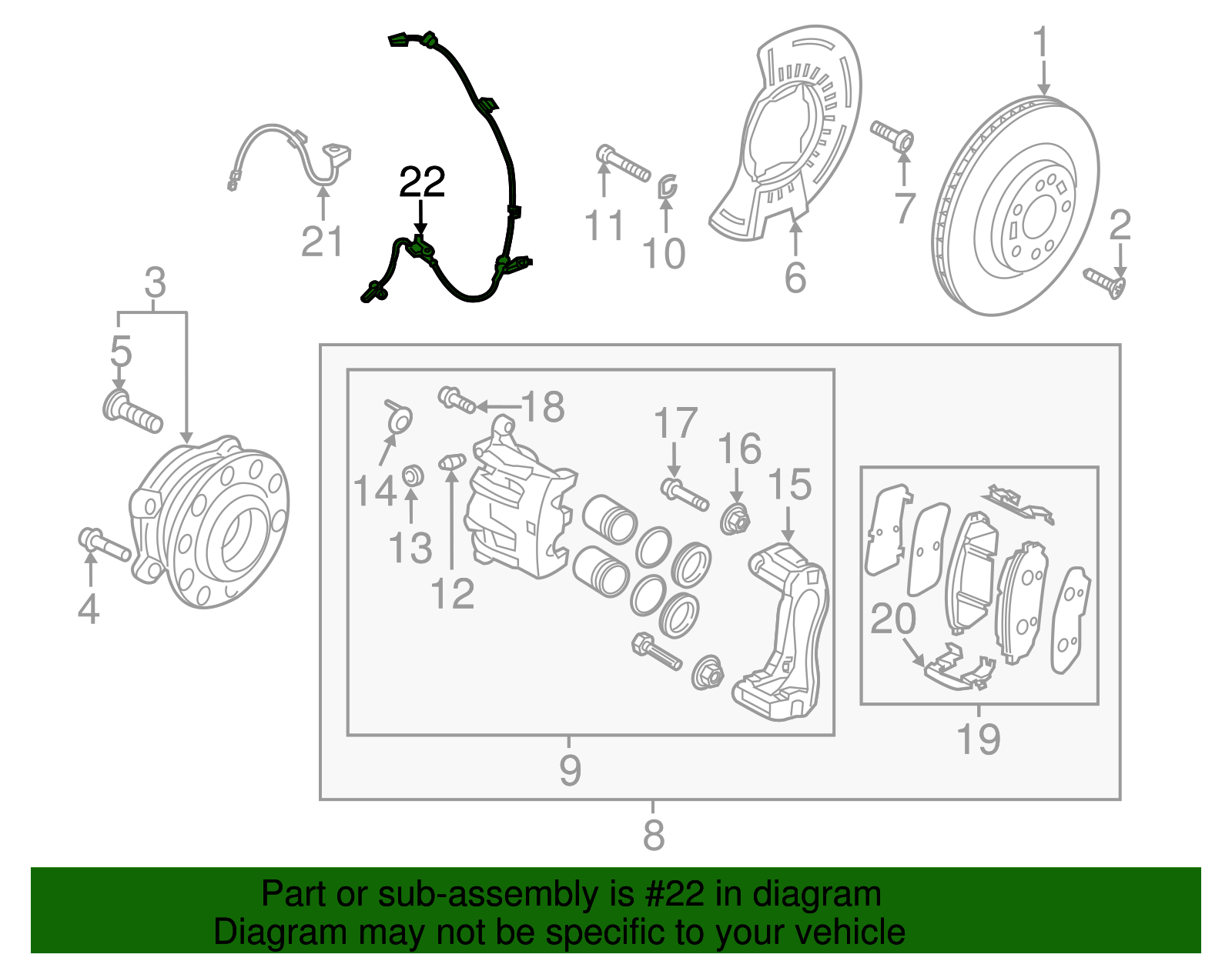 2016-2020 Kia Sorento Front Speed Sensor 59830 C5100 | TascaParts.com