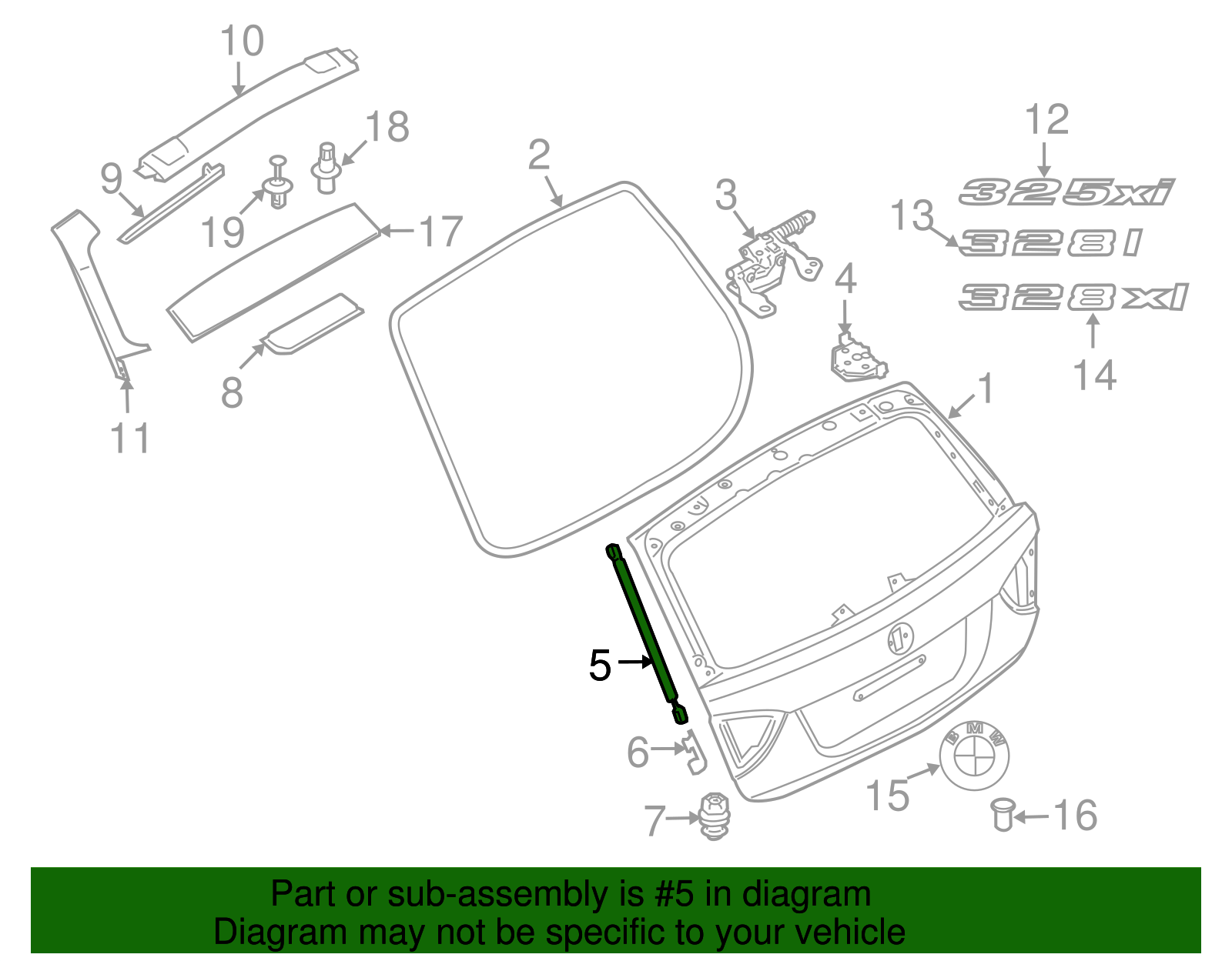 Genuine BMW 51-24-7-127-875 | Lift Cylinder | FREE Shipping on Most ...