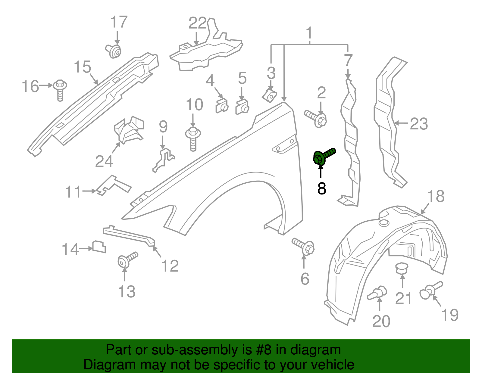 Genuine OEM Ford Part - Quarter Panel Assembly Lower Bolt W505423-S442 ...